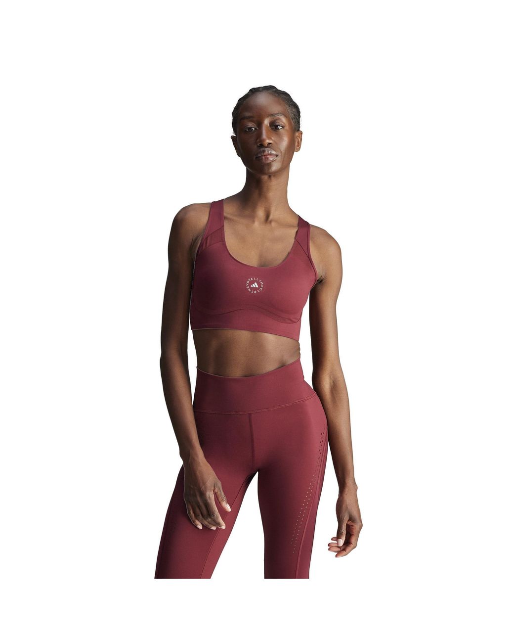 adidas By Stella McCartney Medium Impact Sports Bra in Red | Lyst UK