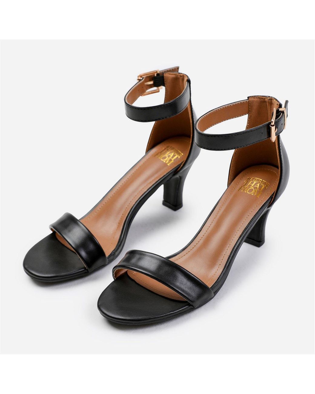 Where's That From Madrid Mid Block Heel With Ankle Strap in Black | Lyst UK