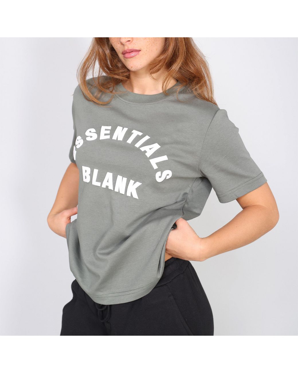Blank Essentials Blank Arched Print Puff T-Shirt Ladies in Grey | Lyst UK
