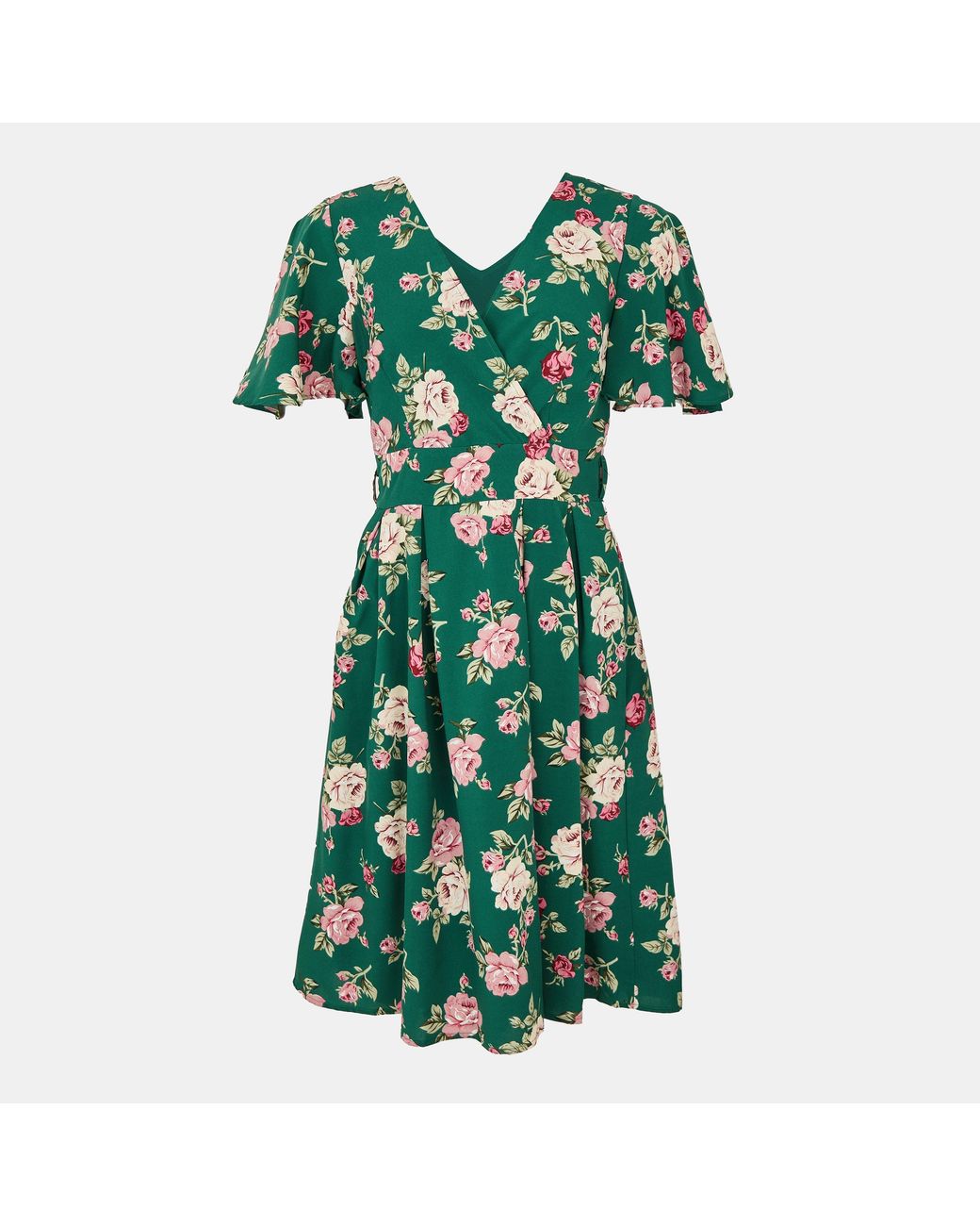 Mela London Floral Wrap Dress in Green | Lyst UK