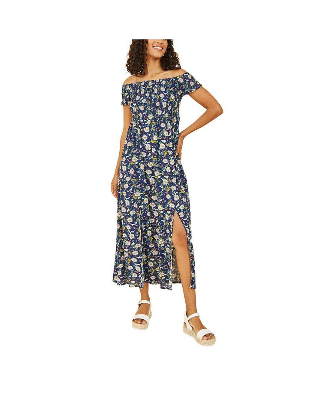 Mela London Ruched Midi Wrap Dress in Blue | Lyst UK