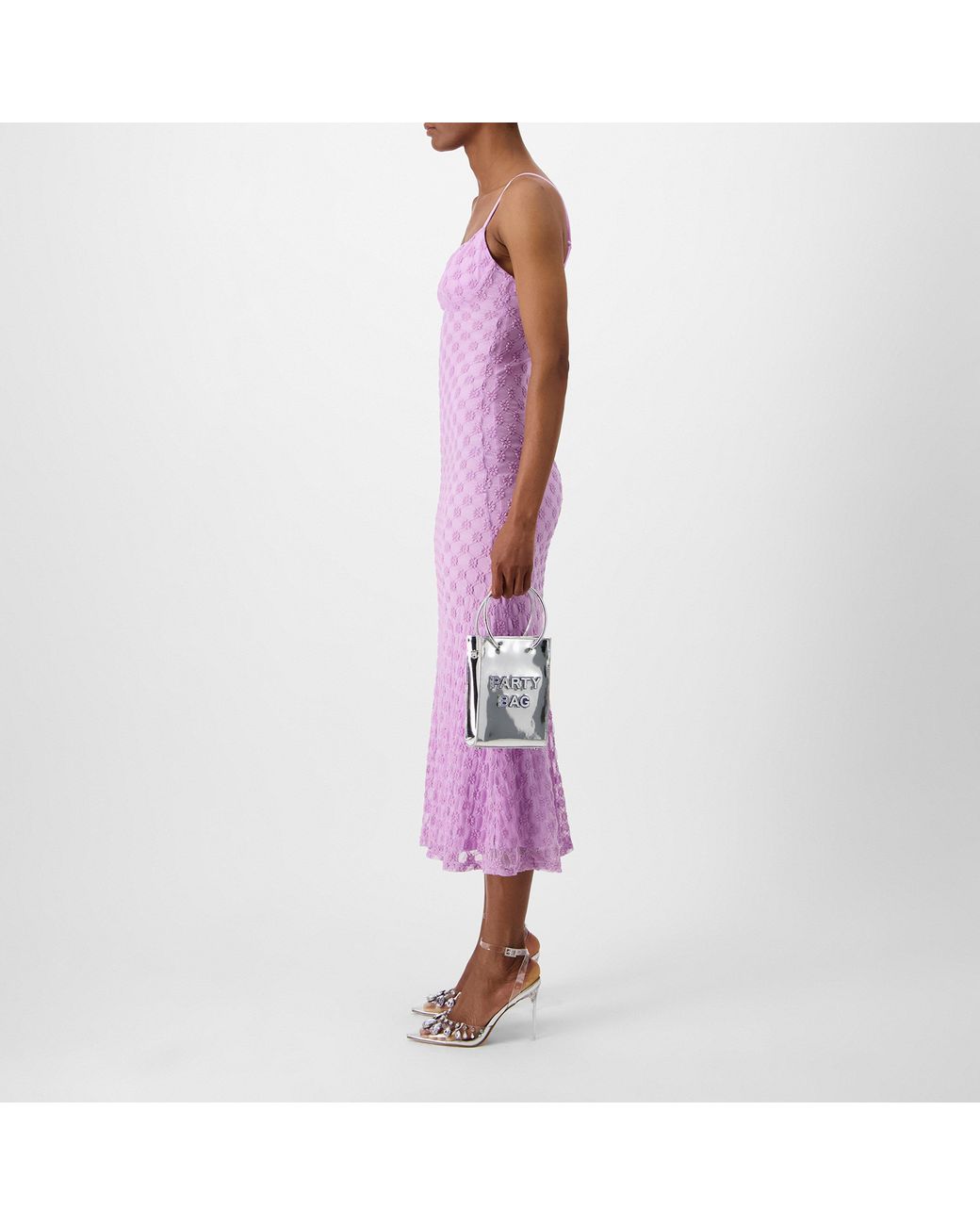 Bardot Adoni Mesh Midi Dress in Purple | Lyst UK
