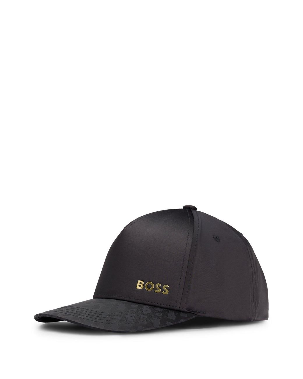 BOSS Satin Cap With Monogram-jacquard Visor in Black for Men | Lyst UK