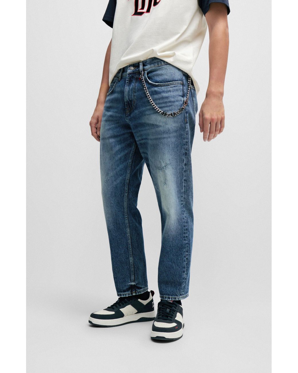 HUGO Loose Fit Jeans aus bequemem Stretch Denim mit Vintage Waschung in Blau fur Herren Lyst DE