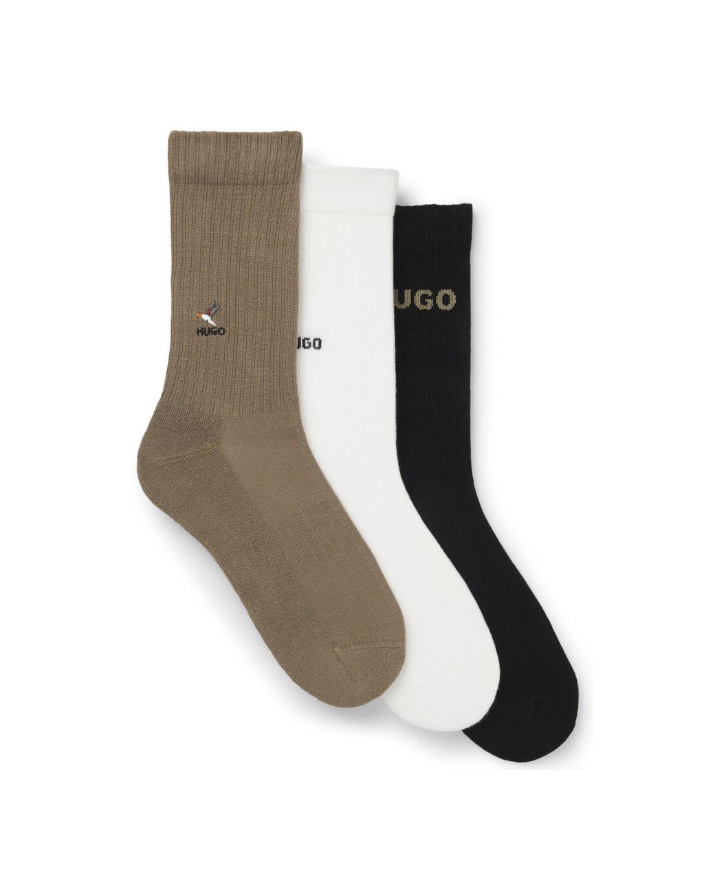 HUGO Three-Pack Of Short Socks With Embroidered Detailing for Men | Lyst UK