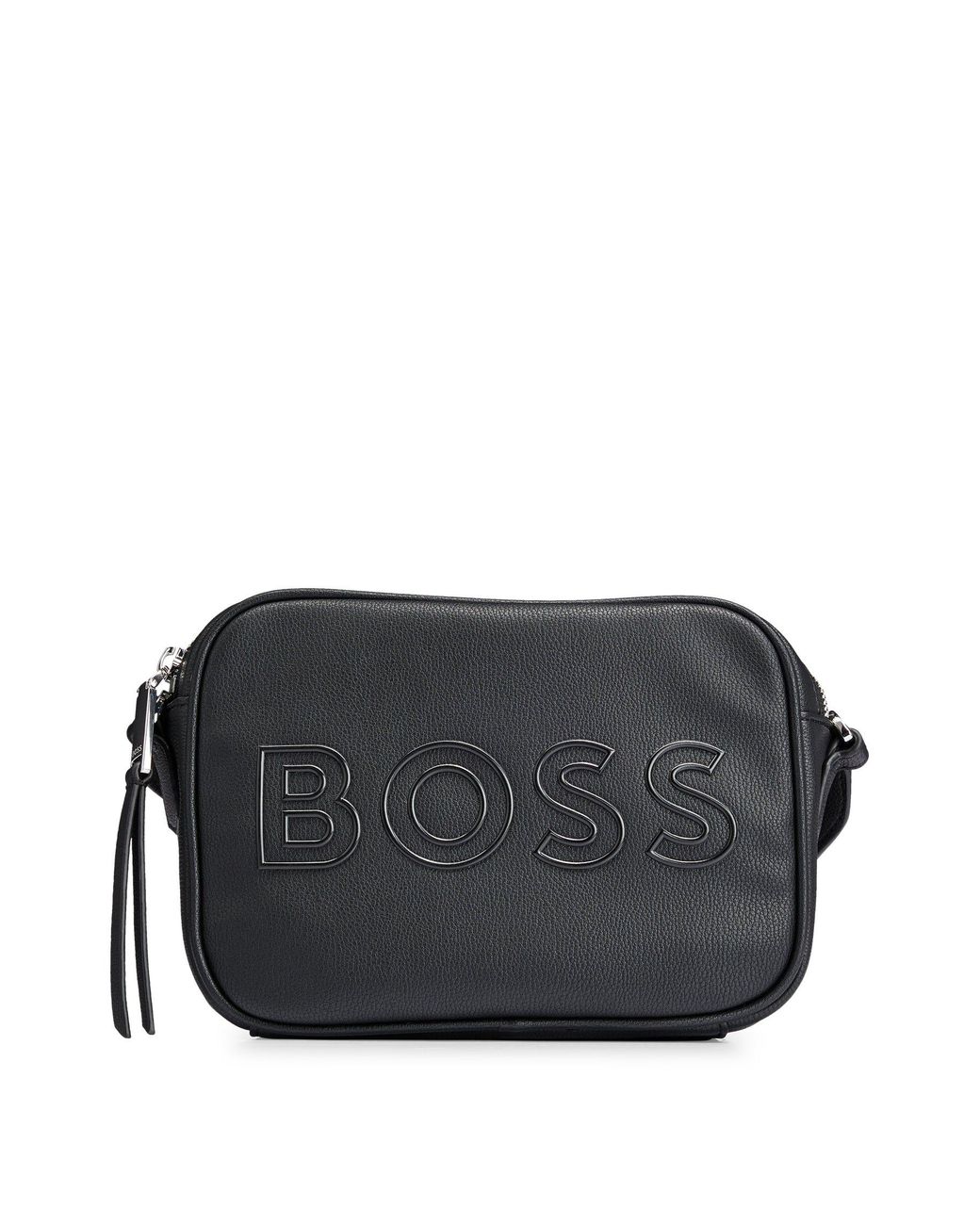 BOSS Grained Faux-leather Crossbody Bag With Outline Logo in Black ...