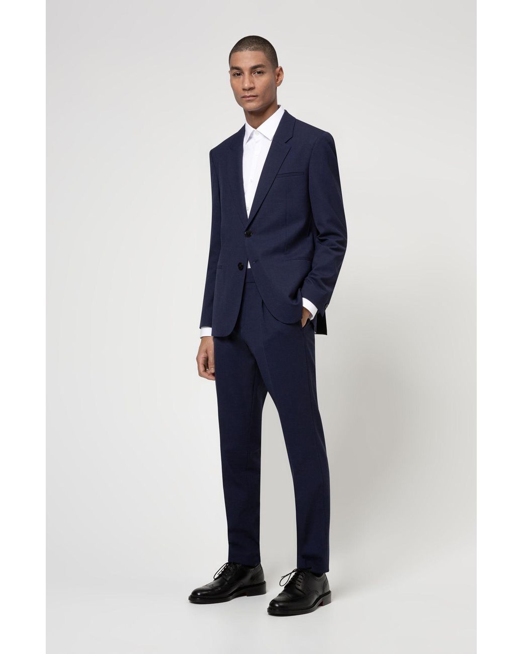 BOSS by Hugo Boss Wool Slim Fit Suit In Micro Patterned Performance ...