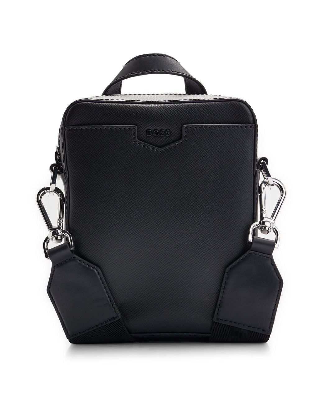 BOSS Structured Leather Crossbody Bag With Logo Lettering in Black for ...