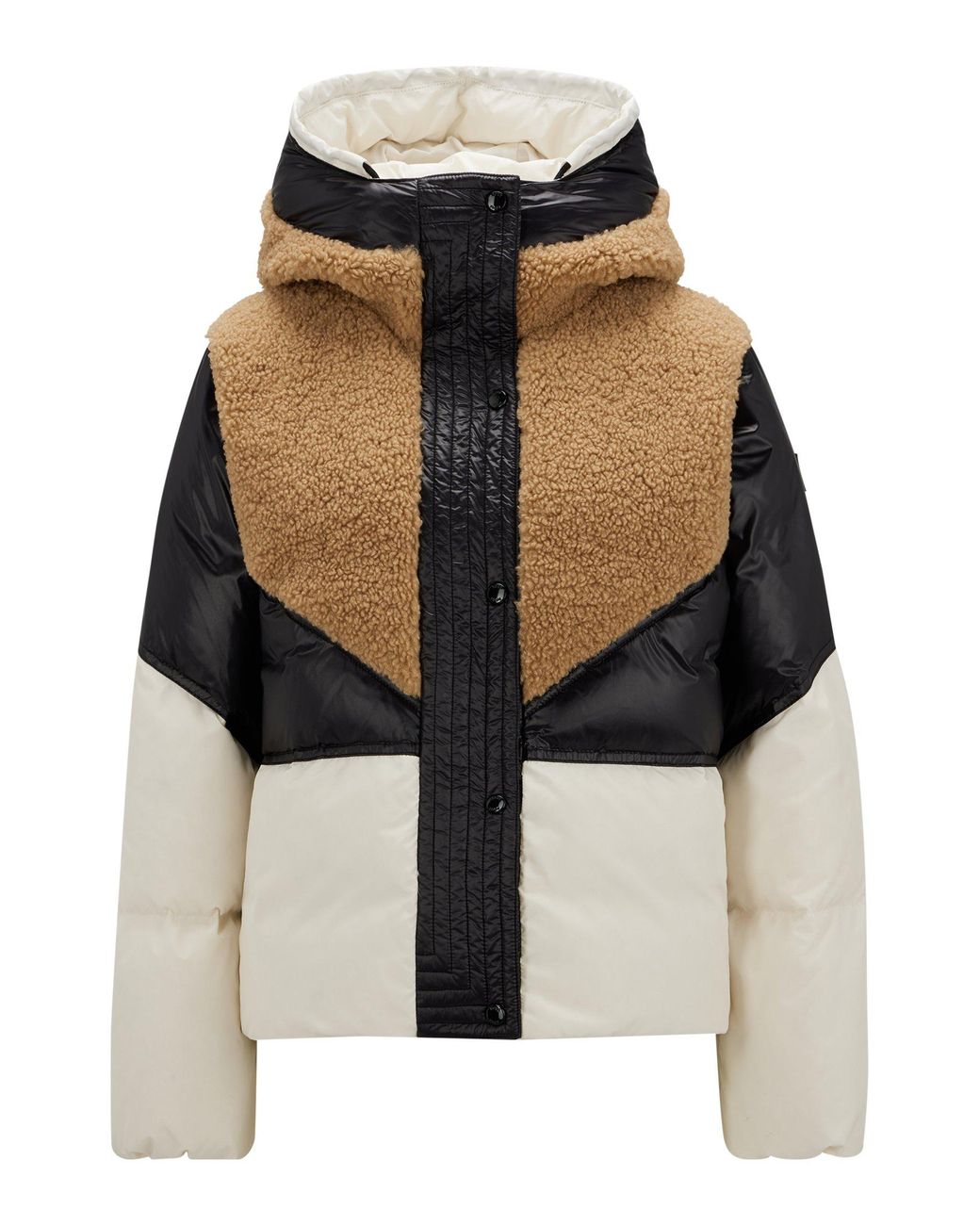 BOSS Plockena Mixed Material Teddy Padded Jacket in Black | Lyst Canada