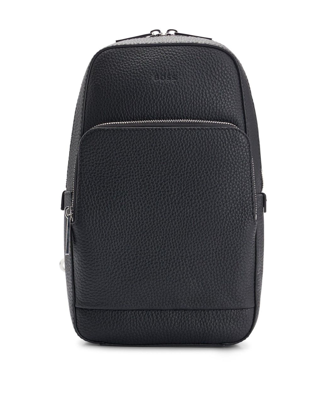 BOSS Grained Italian-leather Mono-strap Backpack With Emed Logo in ...