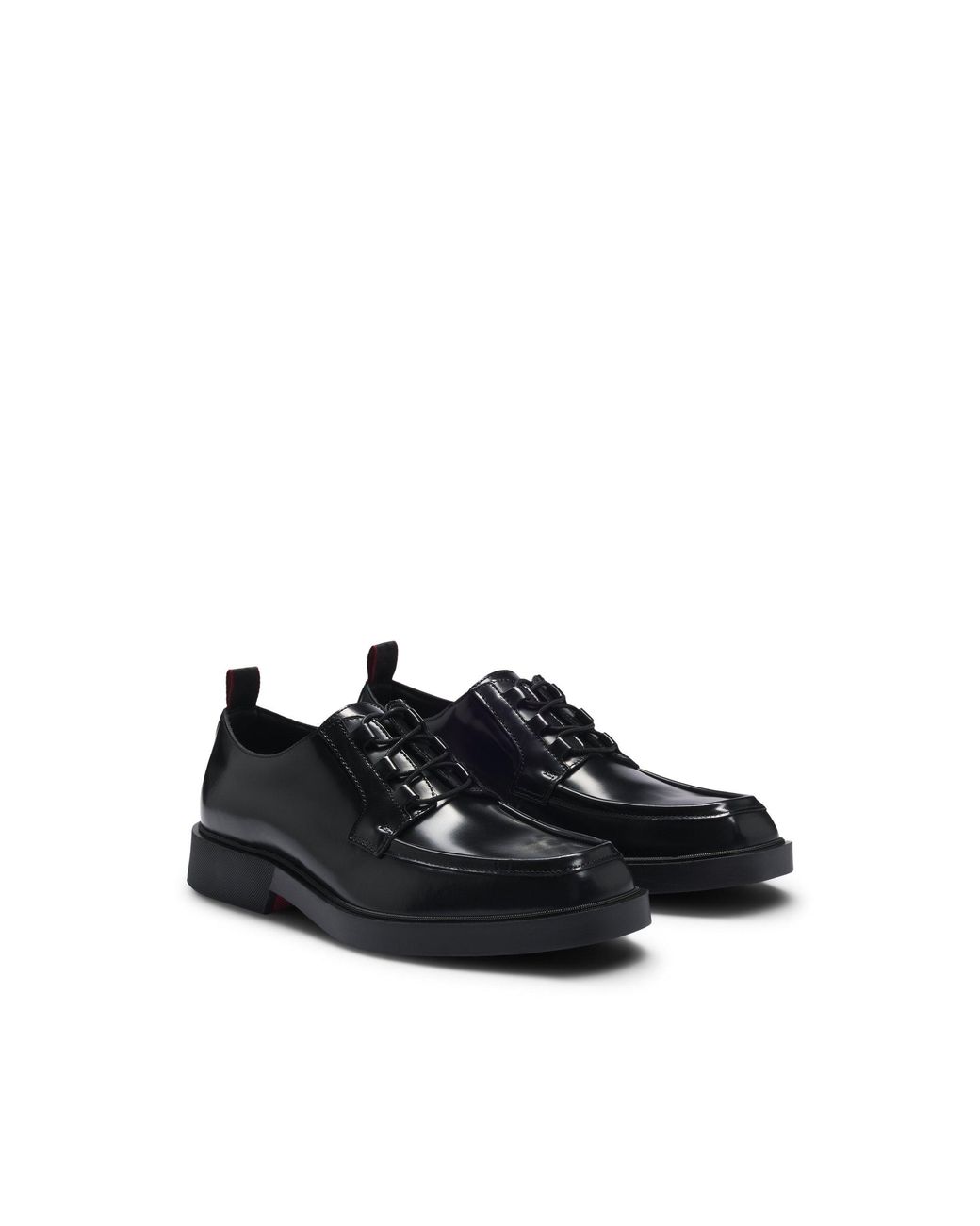 HUGO Square-Toe Derby Shoes in Black for Men | Lyst UK