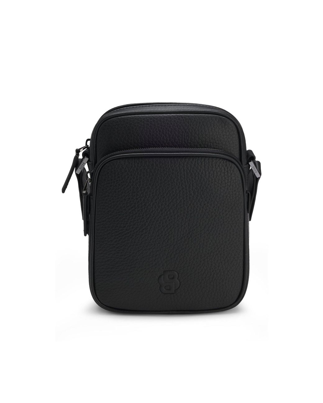 BOSS Italian-Leather Reporter Bag With Double B Monogram in Black for ...