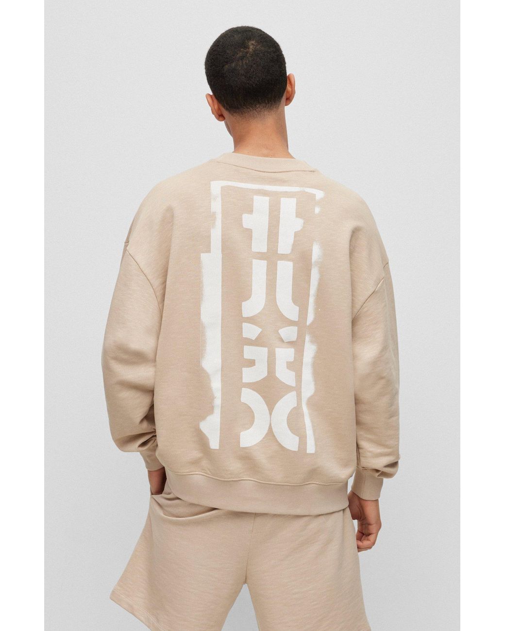 BOSS Oversized-fit Cotton-terry Sweatshirt With Graffiti-inspired Logos ...
