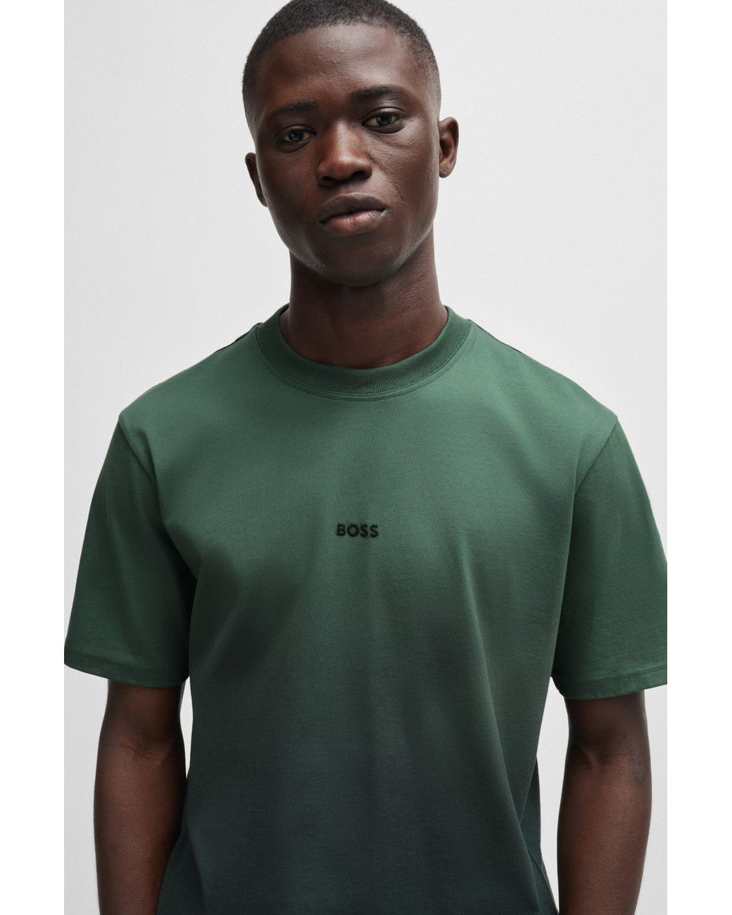 BOSS Cotton jersey T shirt With Dip dye Finish in Green for Men Lyst