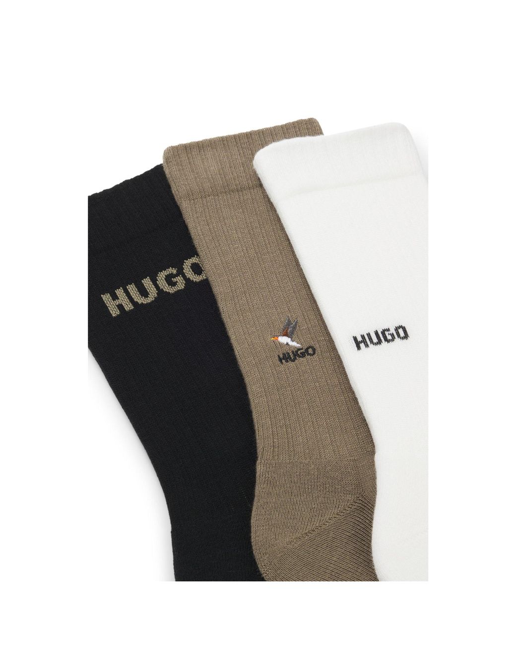 HUGO Three-Pack Of Short Socks With Embroidered Detailing for Men | Lyst UK