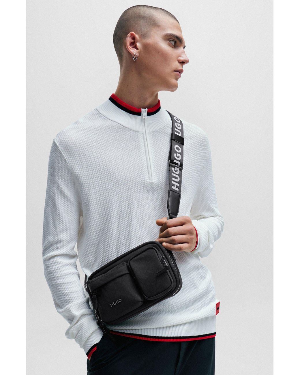 HUGO Cross body Bag With Branded Adjustable Strap in Black for Men Lyst UK