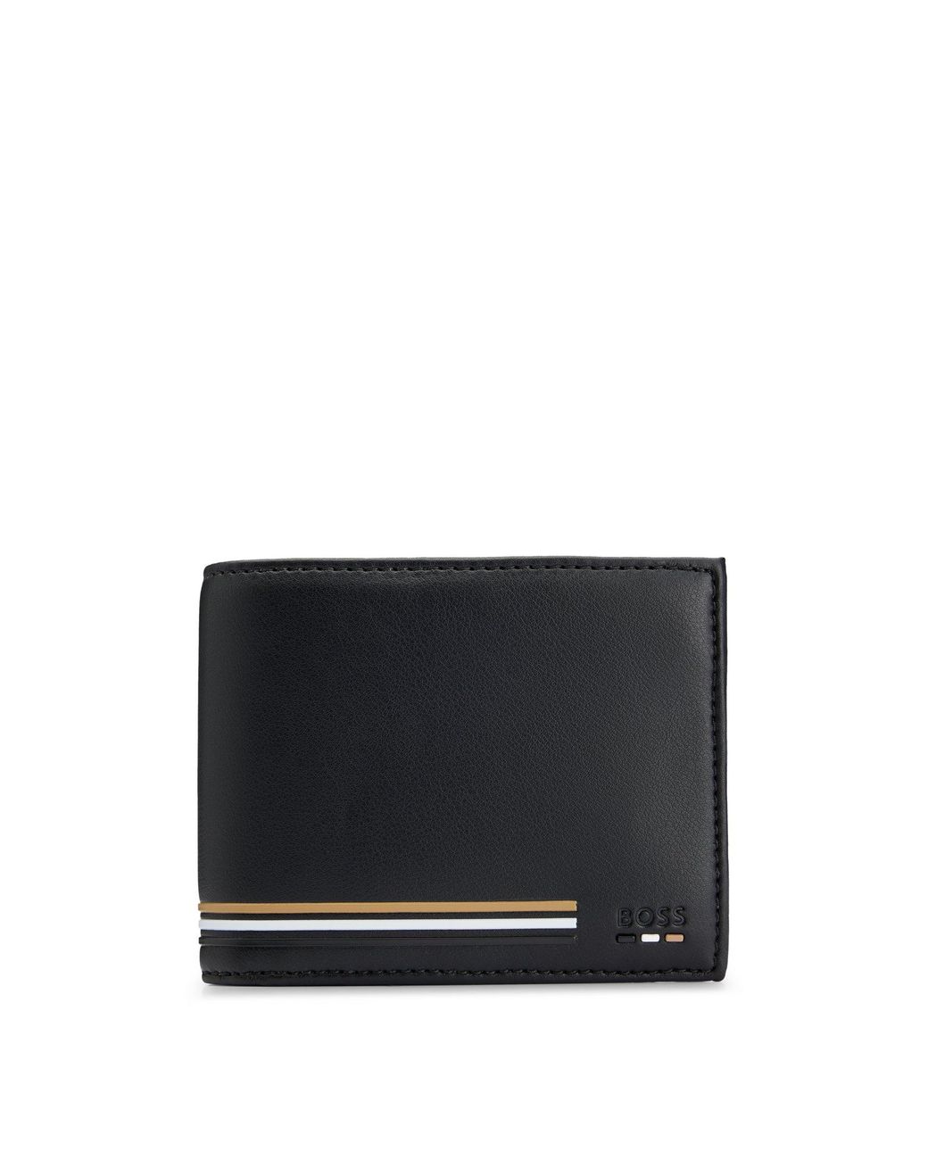BOSS Tri-fold Faux-leather Wallet With Signature-stripe Details in ...