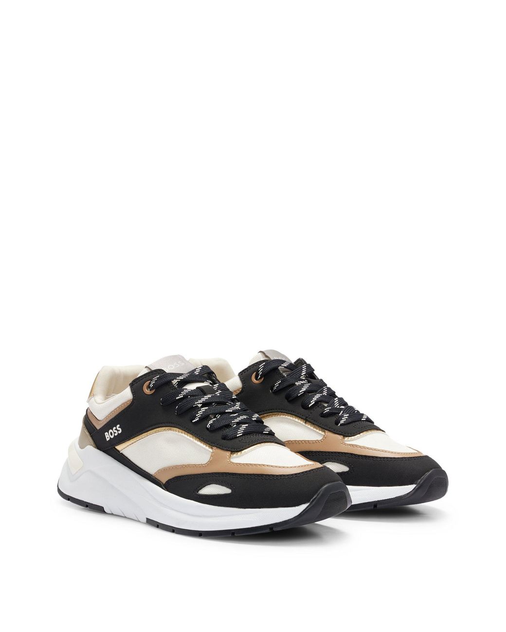 BOSS Mixed-material Trainers With Metallic Details in White | Lyst UK