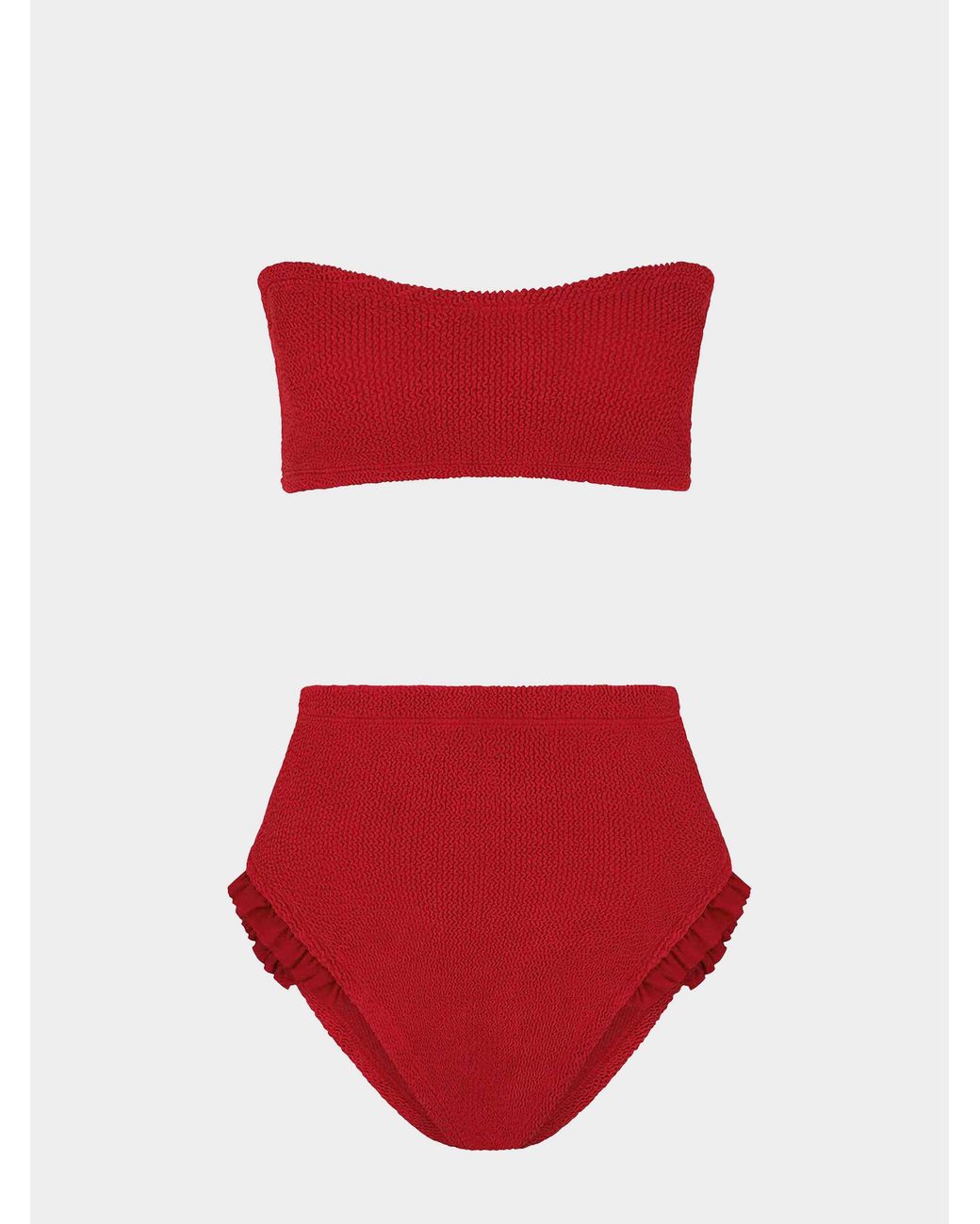 Hunza G Osiris Frill Bikini Crinkle In Red Lyst UK