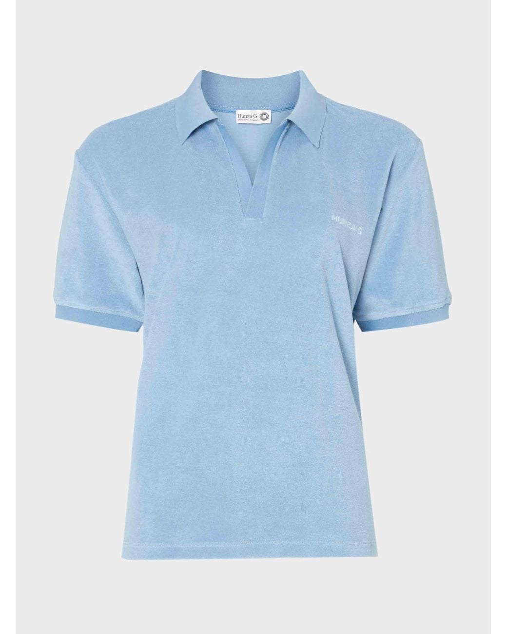 Hunza G Terry Towelling Polo in Blue | Lyst