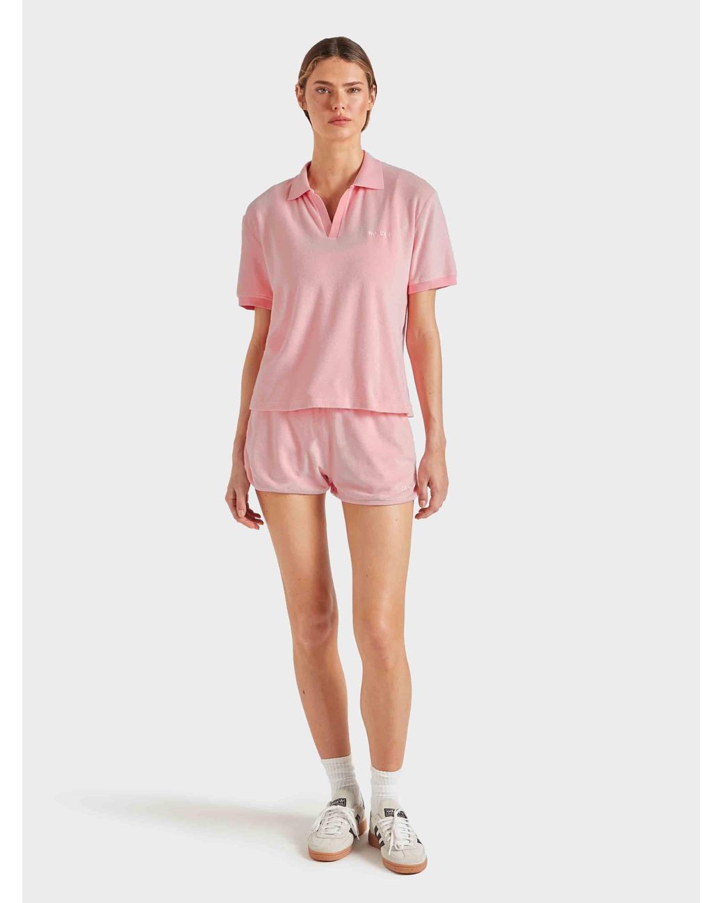 Hunza G Terry Towelling Polo in Pink | Lyst