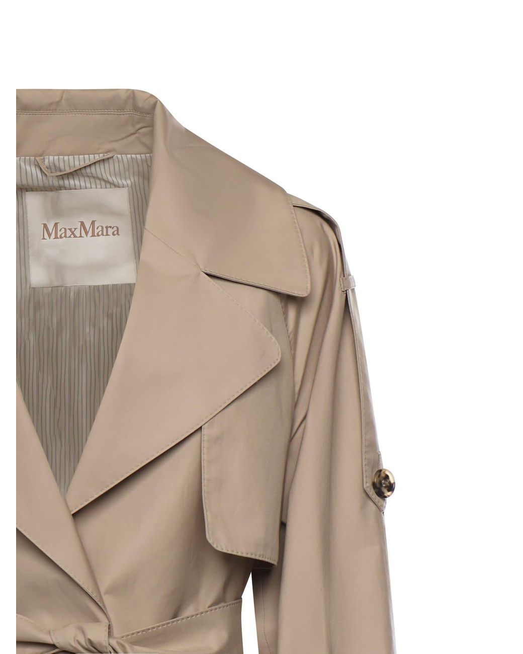 Max Mara Drip-Resistant Twill Trench Coat in Natural | Lyst