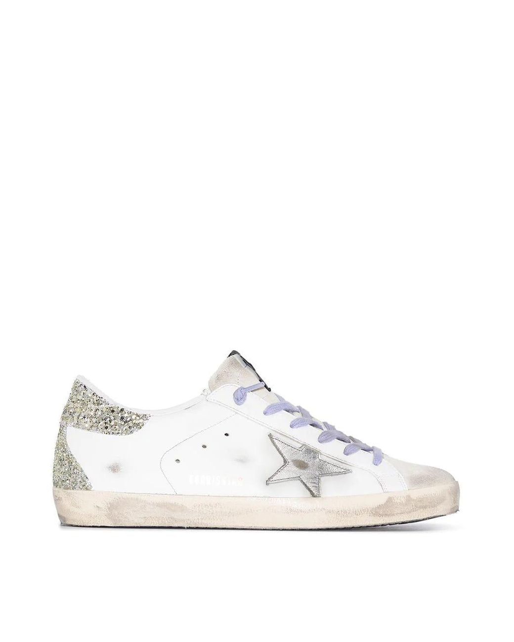 Golden Goose Woman White Super-star Sneakers With Lilac Laces, Silver ...