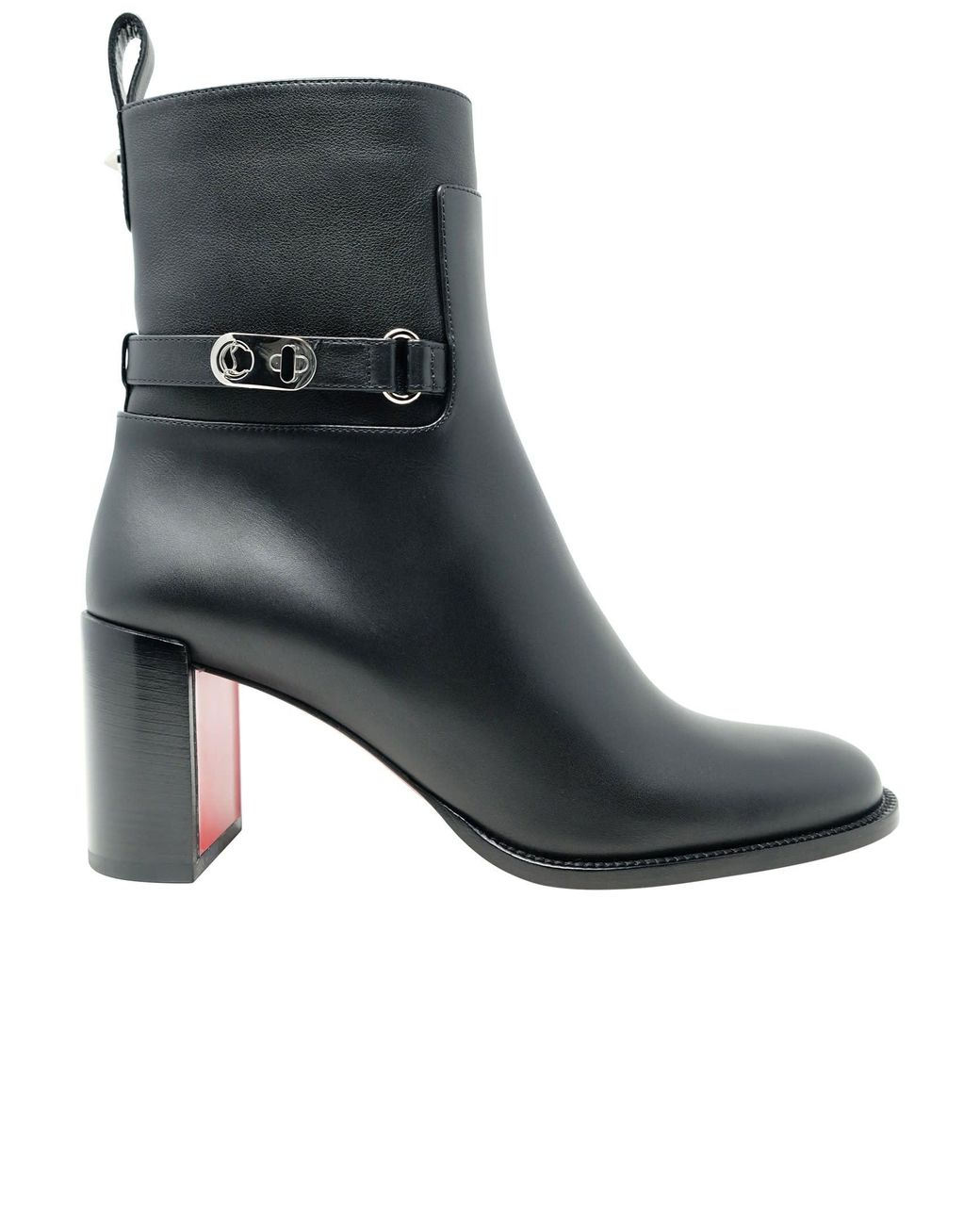 Christian Louboutin Leather Lock Booty 70 Ankle Boots in Black | Lyst
