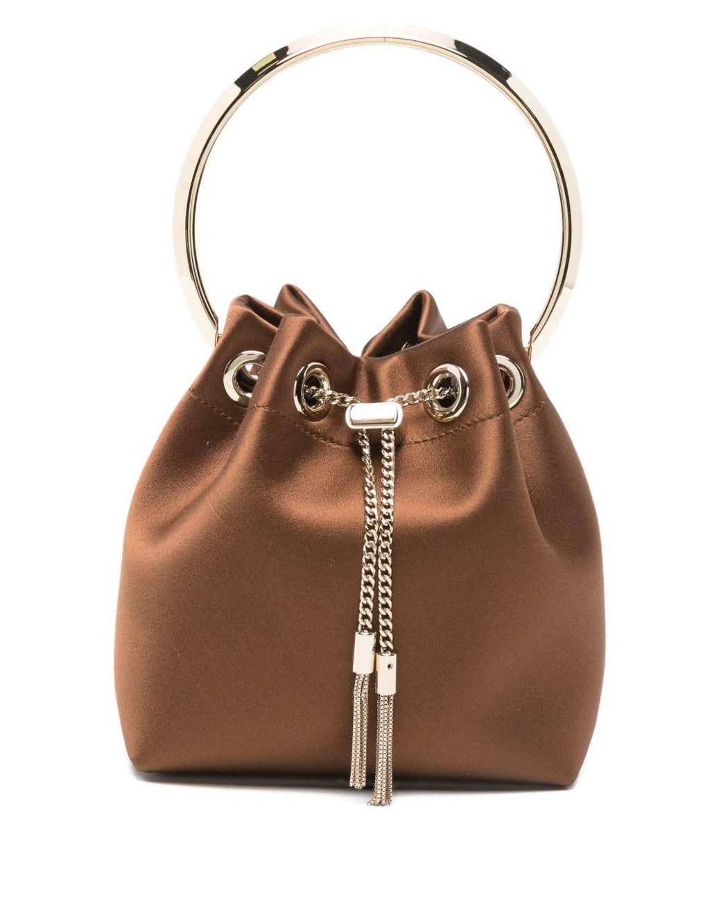 Jimmy Choo Bon Bon Leather Bucket Bag in Brown | Lyst