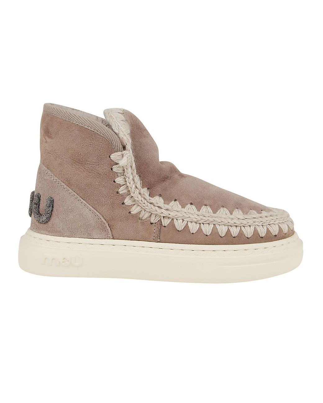 Mou Bold Glitter Logo Eskimo Boots in Natural | Lyst