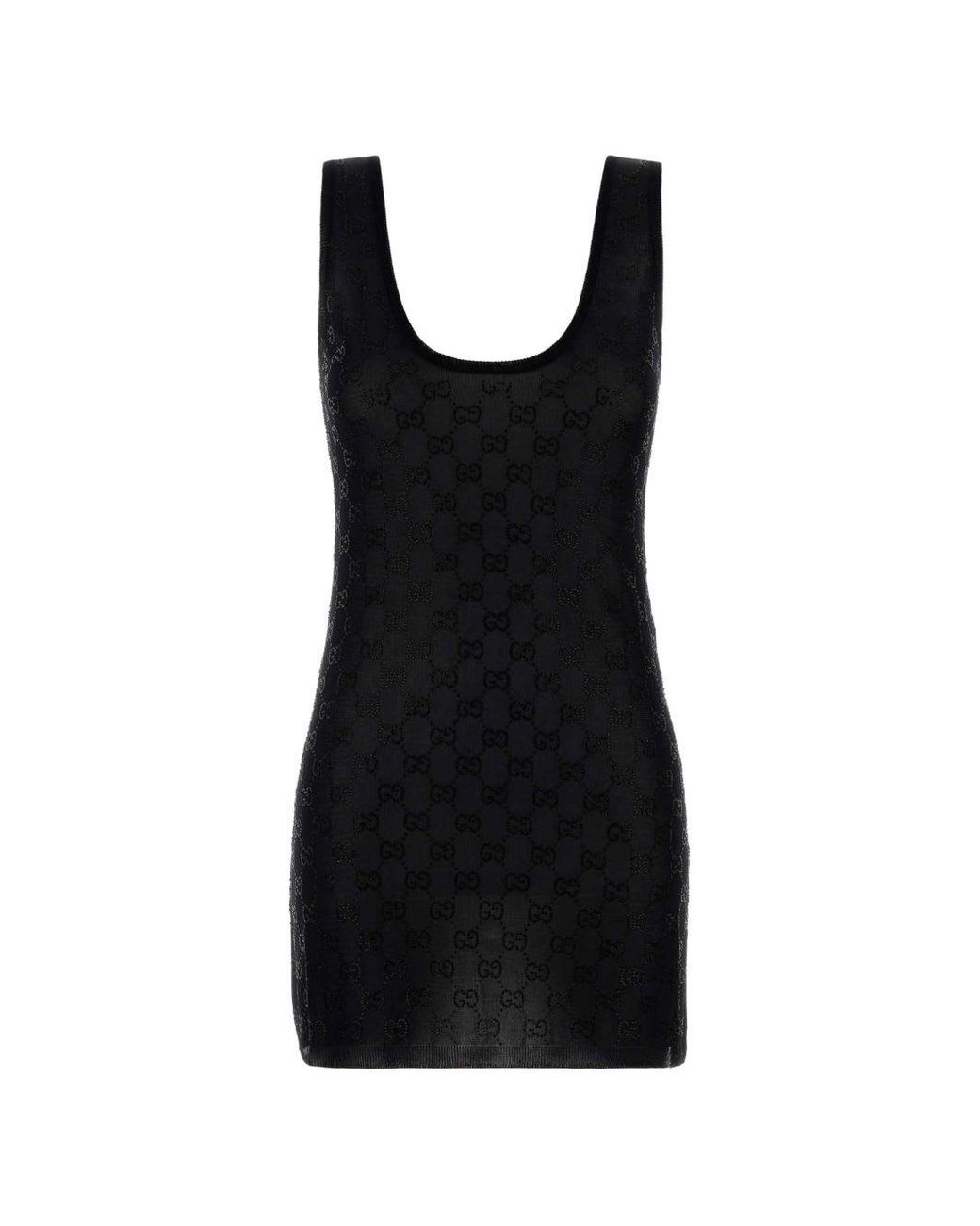Gucci Gg Crystal Mini Dress in Black | Lyst UK
