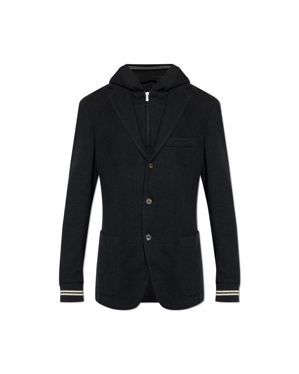 Eleventy Jacket With Detachable Hood in Black for Men | Lyst UK