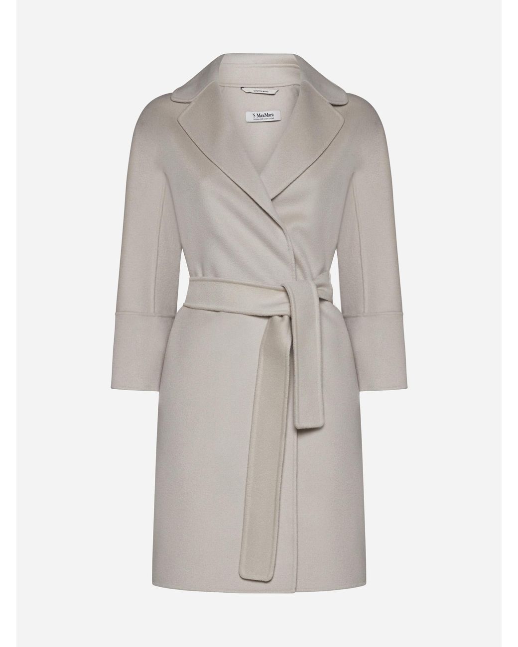 Max Mara Arona Belted Wool Coat in Gray | Lyst