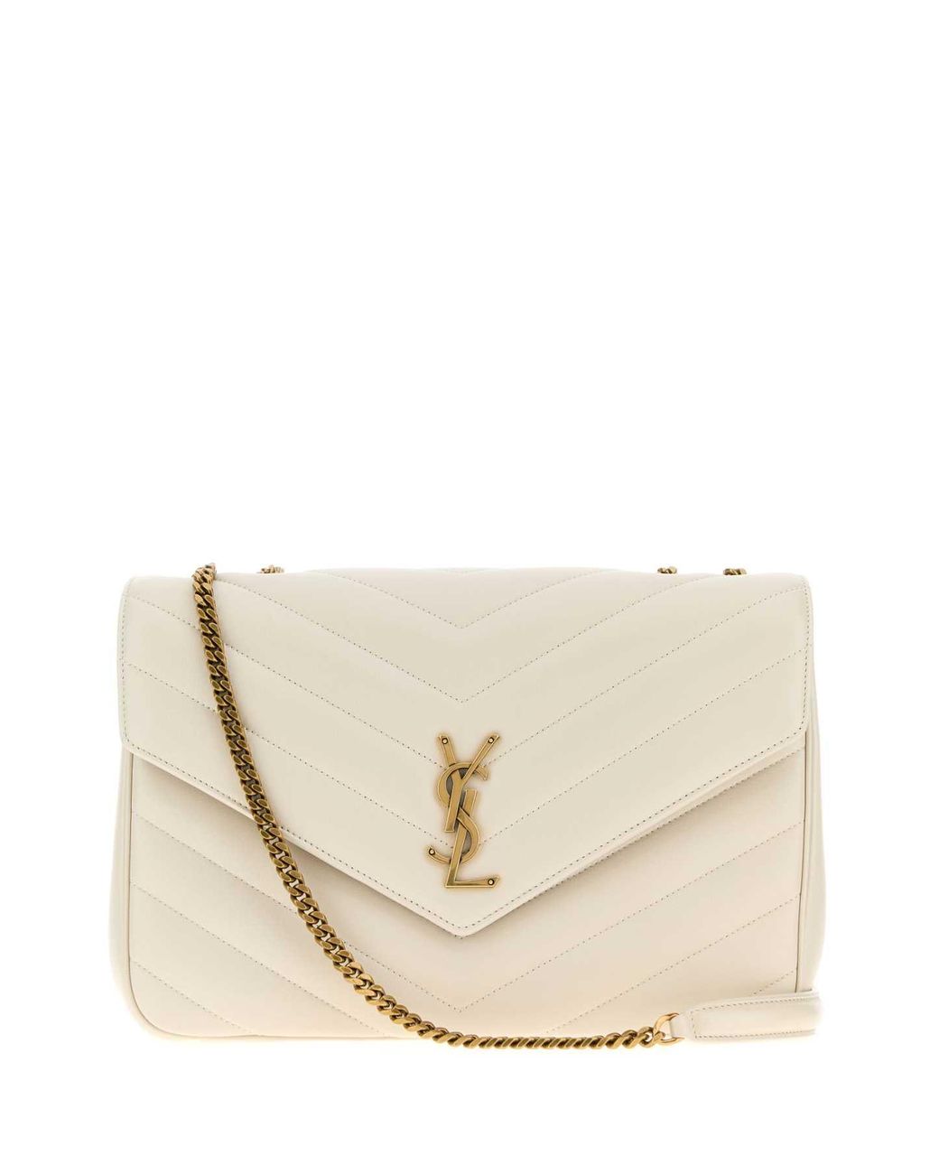 Saint Laurent Ivory Leather Large Lou Lou Shoulder Bag in Natural | Lyst