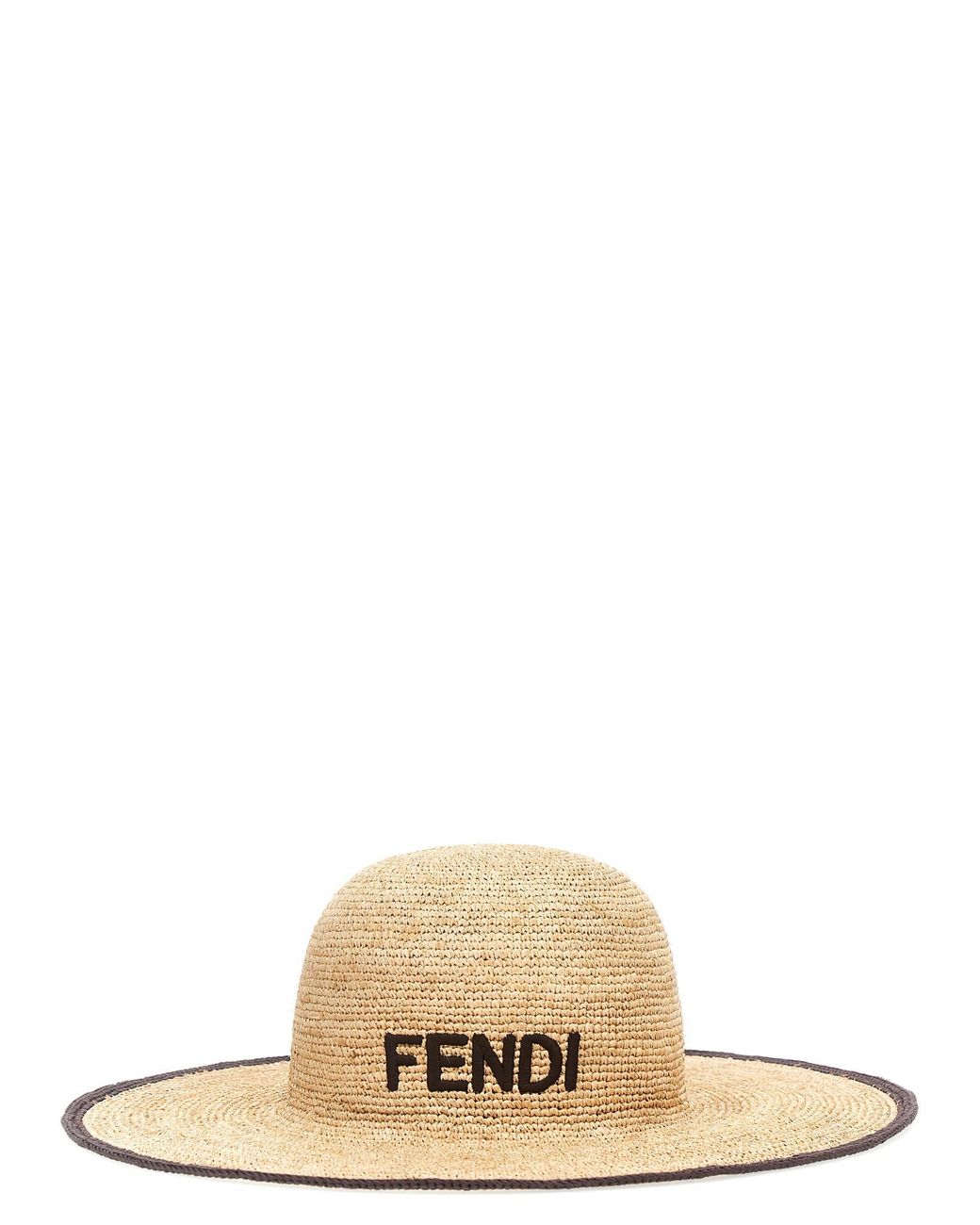 Fendi Logo Embroidery Hat in Natural | Lyst