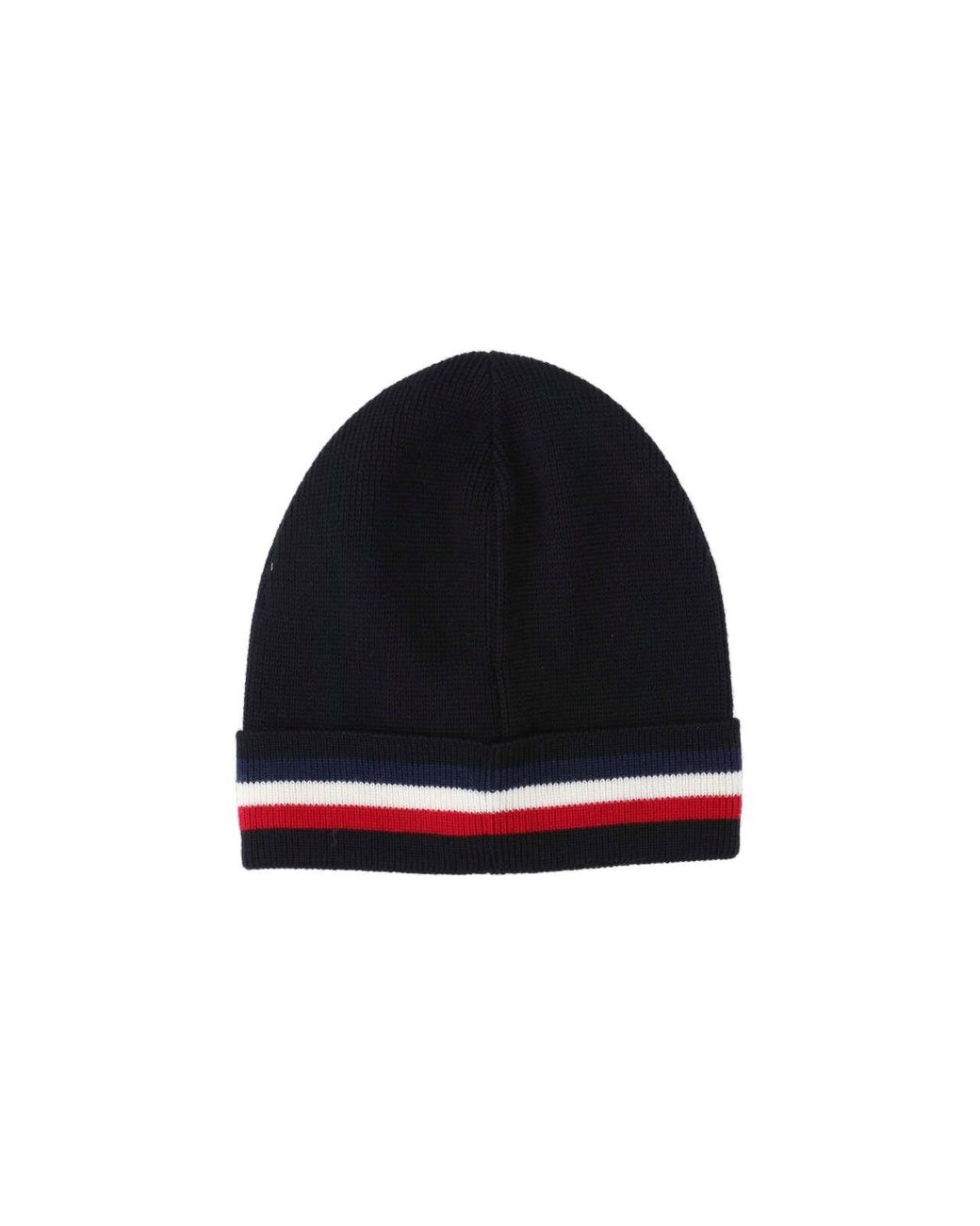 Moncler Wool Tricolor Logo Beanie in Blue for Men | Lyst UK