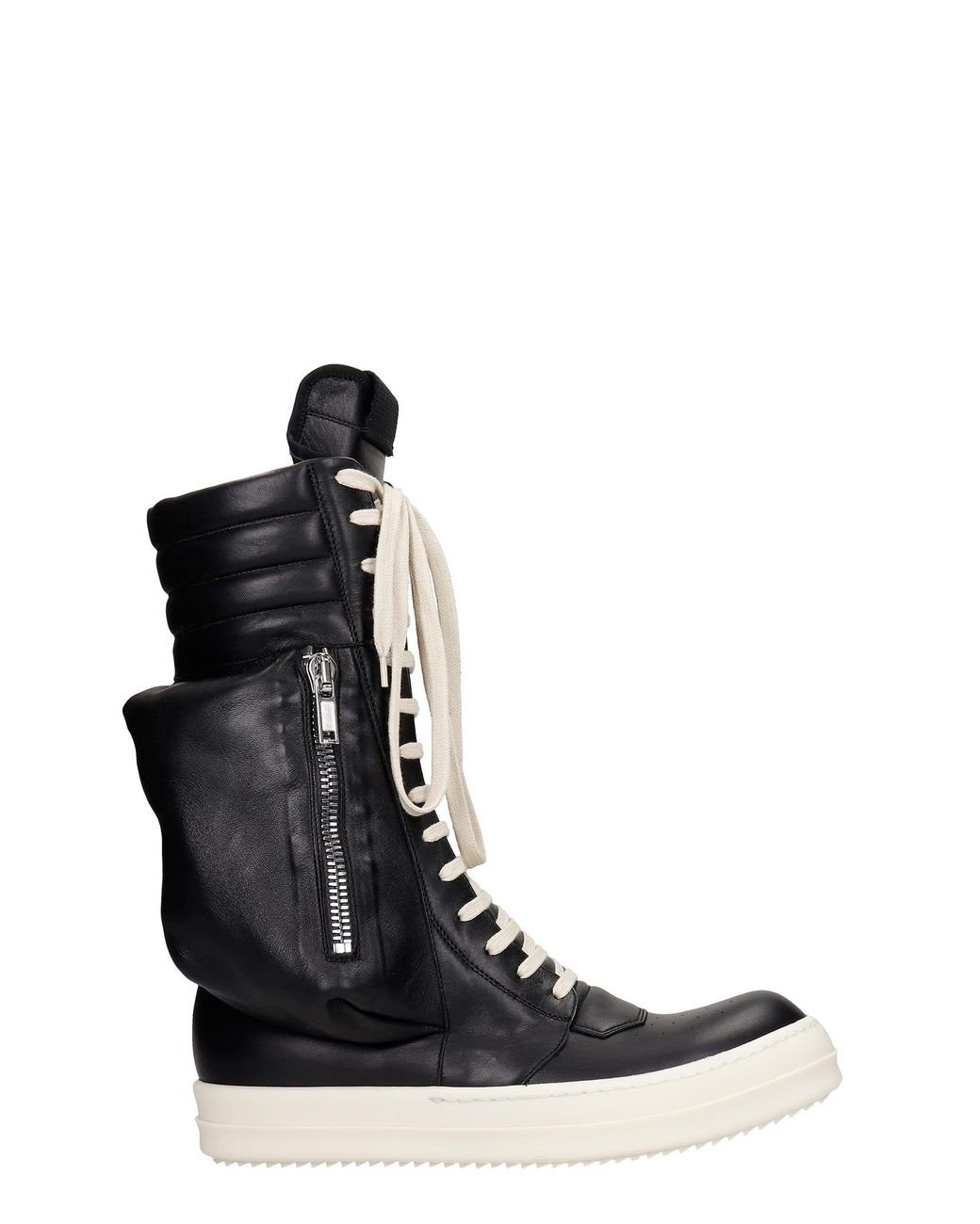 Rick Owens Cargo Basket Sneakers In Leather in Black for Men | Lyst