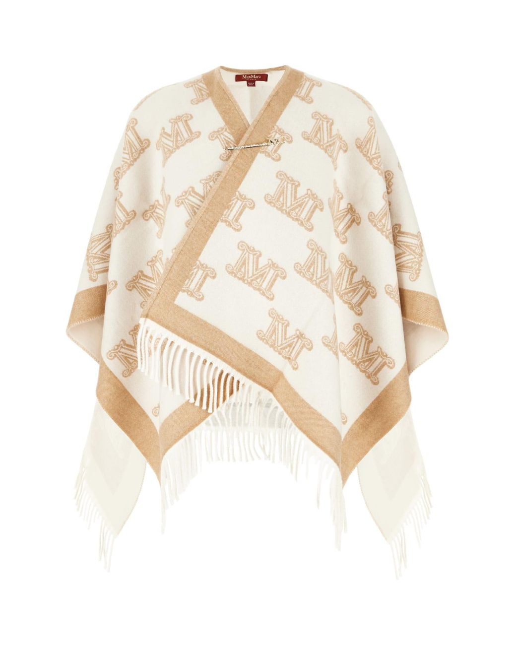 Max Mara Embroidered Wool Cape in White | Lyst
