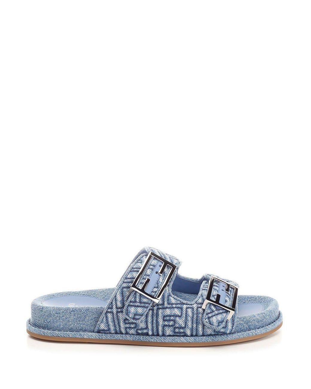 Fendi Feel Slide Flat in Blue | Lyst