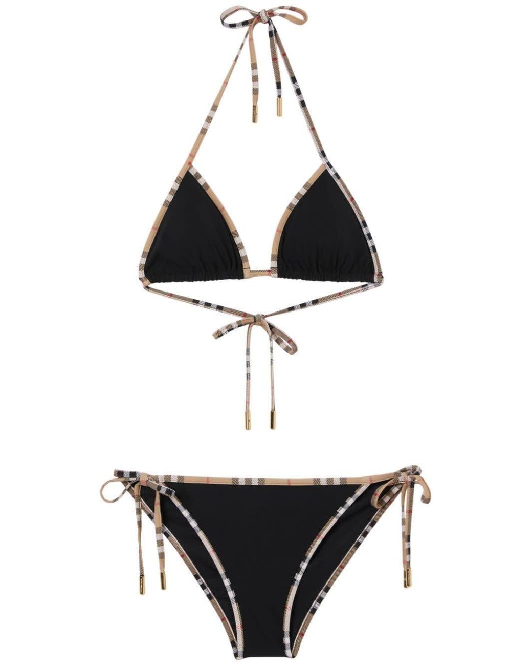 Burberry Check Triangle Bikini Set in White | Lyst