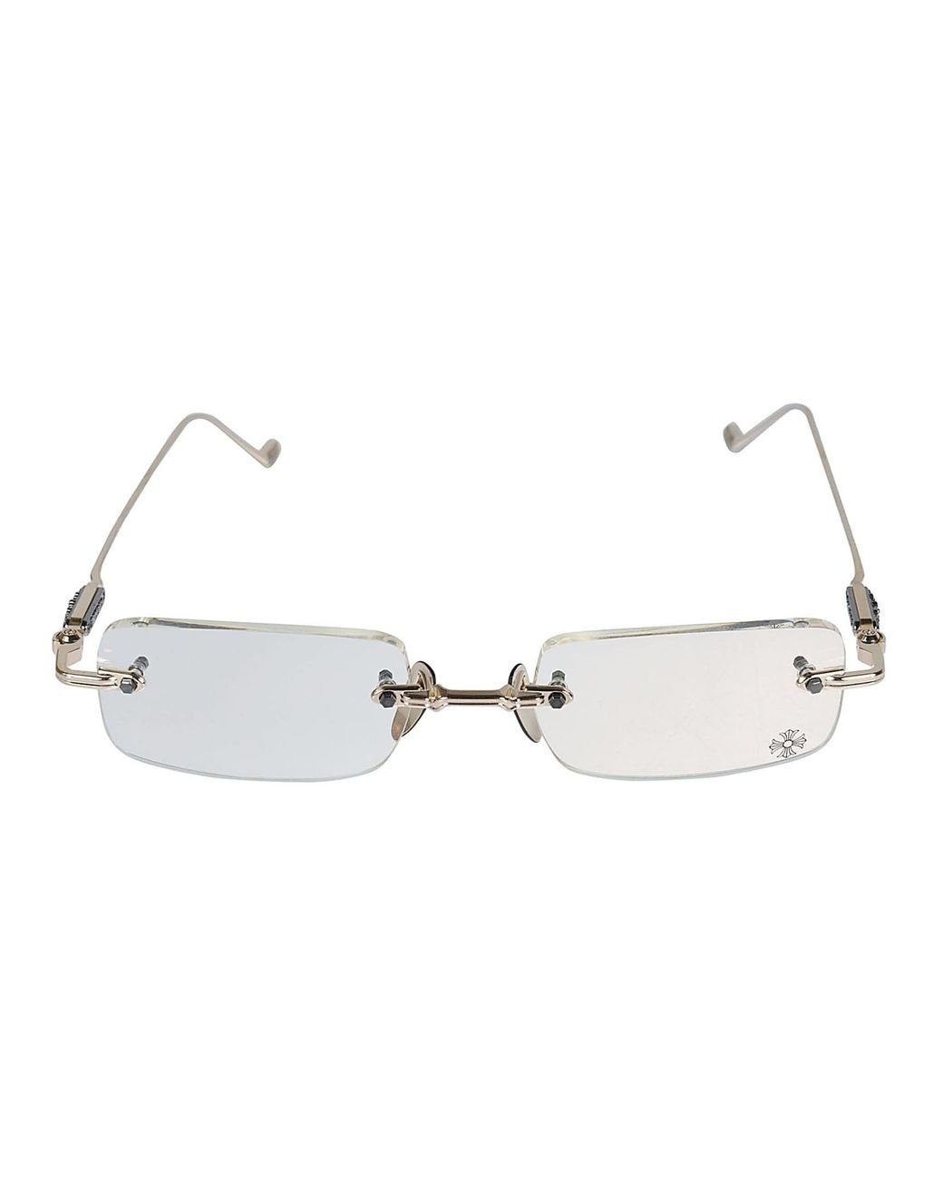 Chrome Hearts Rectangle Lens Thin Temple Glasses In Metallic Lyst
