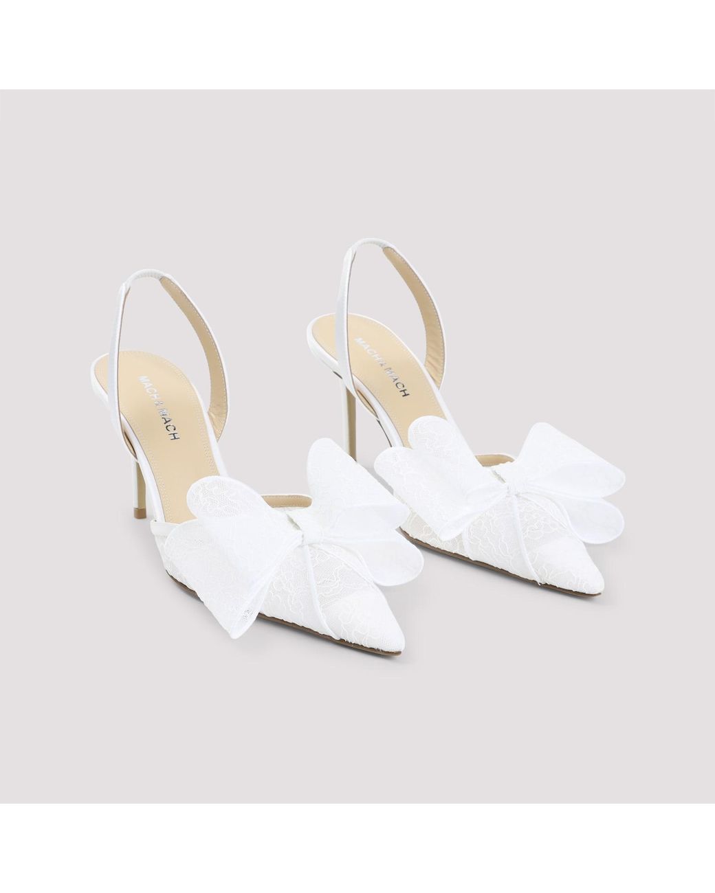 Mach & Mach Le Cadeau Lace Slingback in White | Lyst