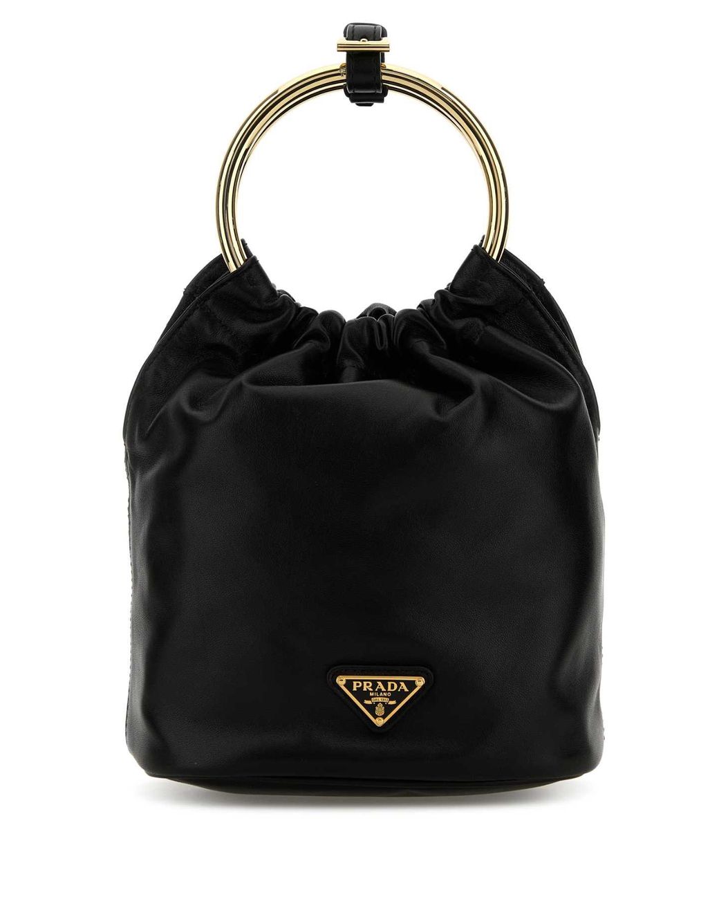 Prada Nappa Leather Mini Bucket Bag in Black | Lyst UK