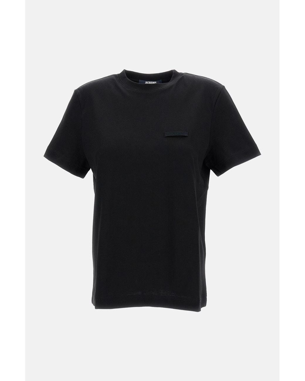 Jacquemus Cotton T-Shirt With Tonal Grosgrain Logo in Black | Lyst