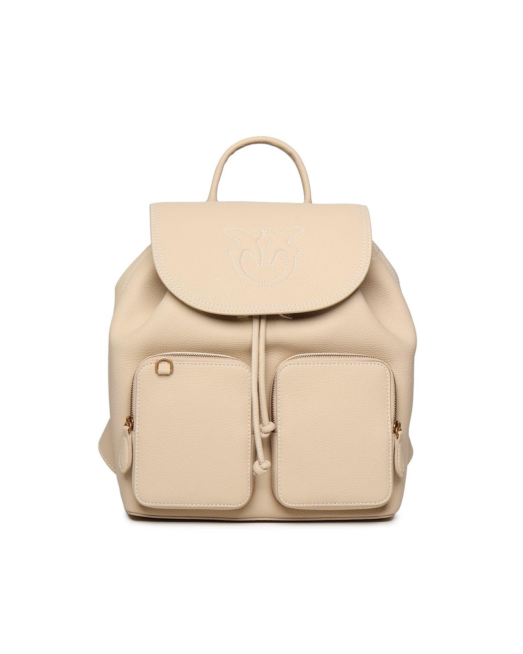 Pinko Multi-Pocket Leather Backpack in Natural | Lyst