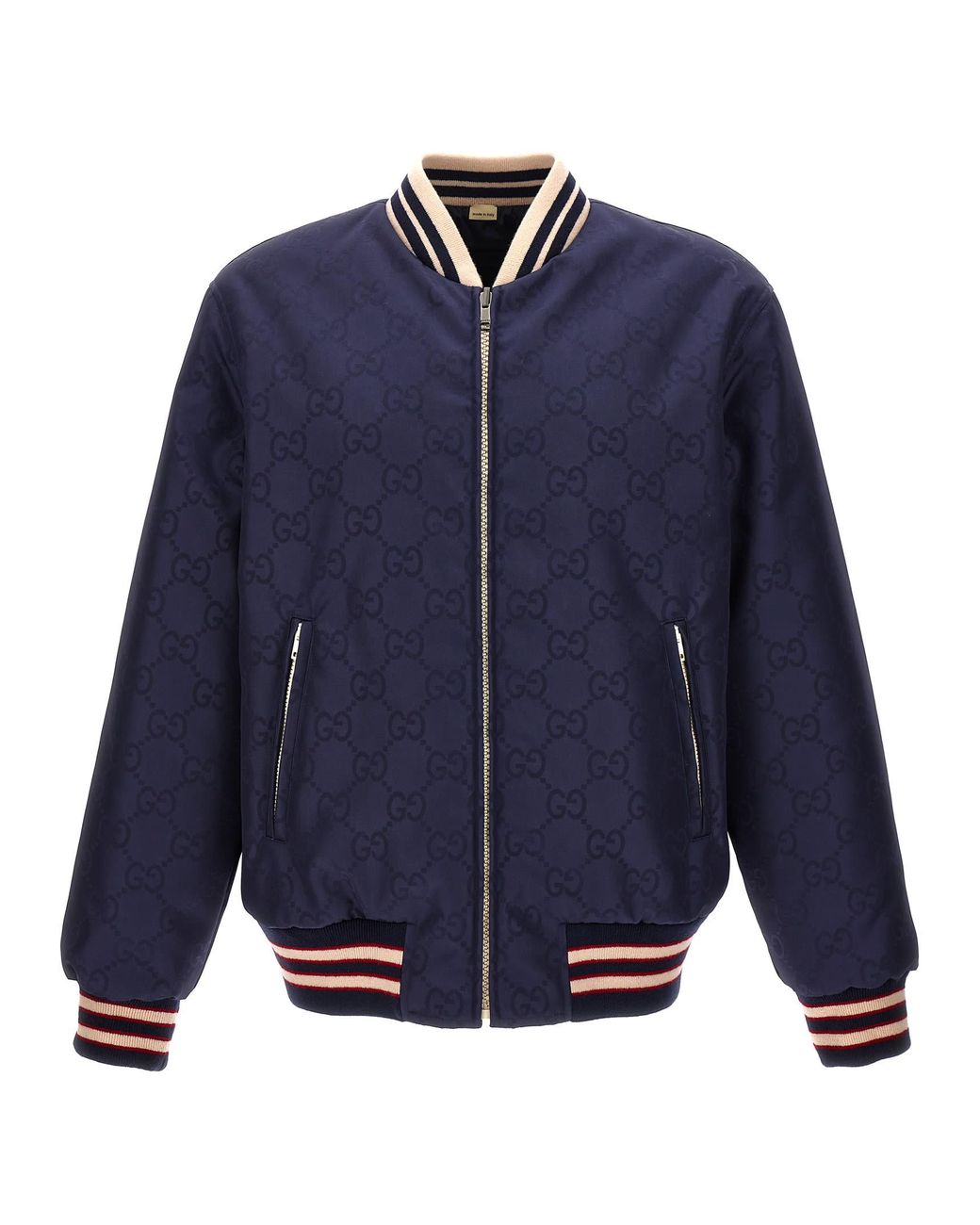 Gucci Nylon Reversible Bomber Jacket in Blue for Men | Lyst