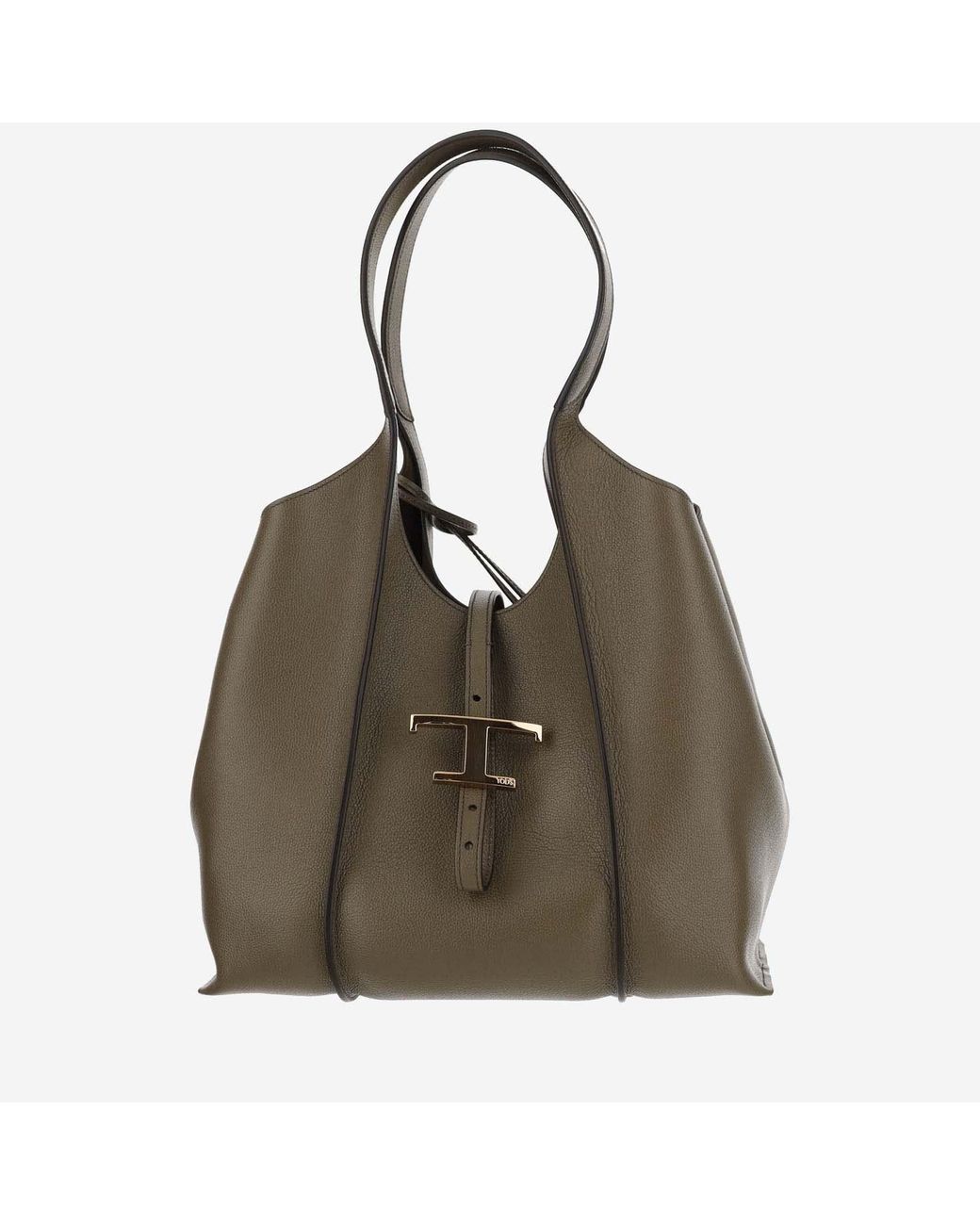 Tod's Timeless Leather Hobo T Bag Small in Green | Lyst