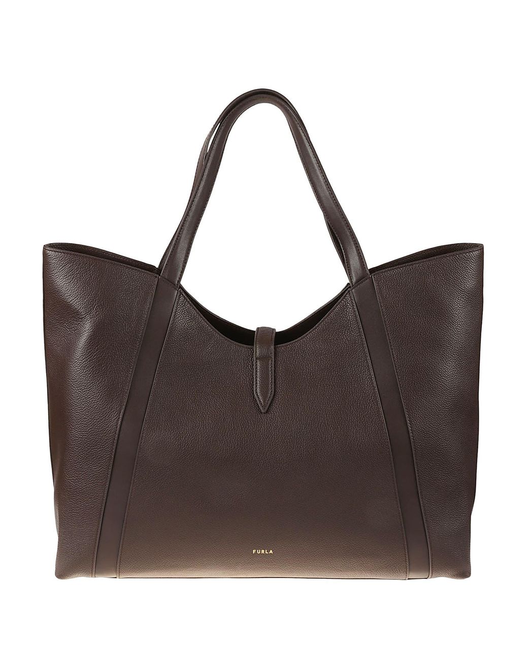 Furla Structured Leather Top-Handle Tote in Brown | Lyst