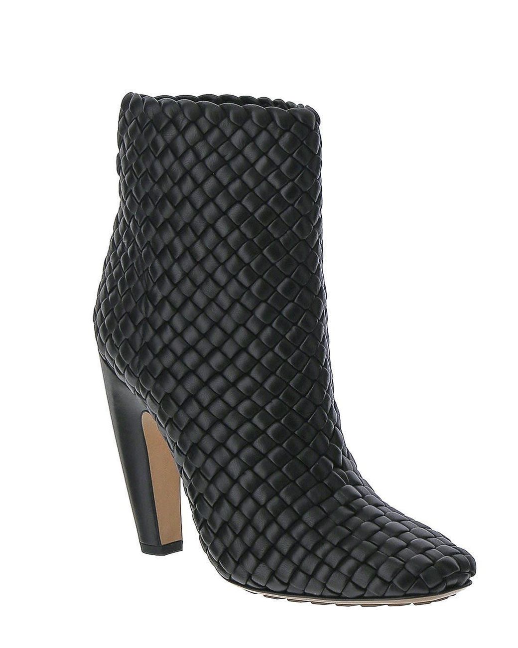 Bottega Veneta Raffia 10cm Ankle Boots in Black | Lyst