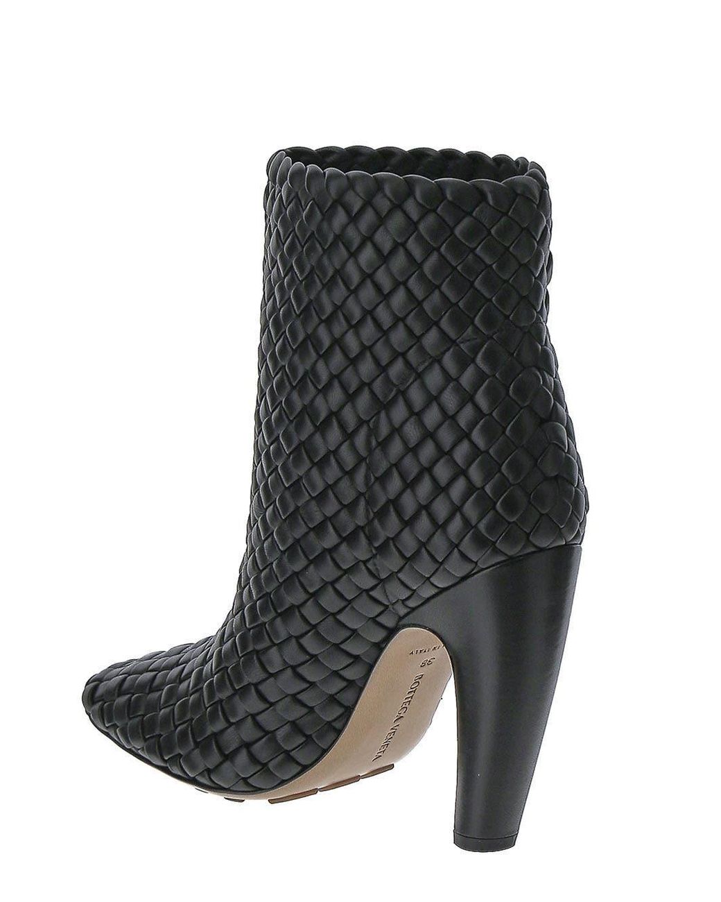 Bottega Veneta Raffia 10cm Ankle Boots in Black | Lyst